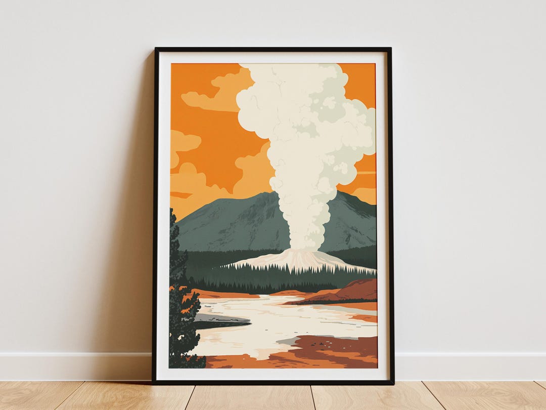 Valley of Geysers Russia Federation Flat Illustration Poster Print ...