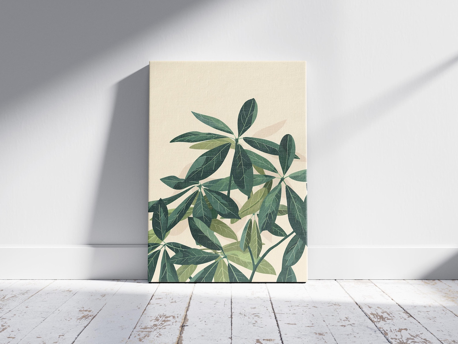 Minimalist Green Leaf Poster Modern Boho Art Print Botanical Home Decor ...