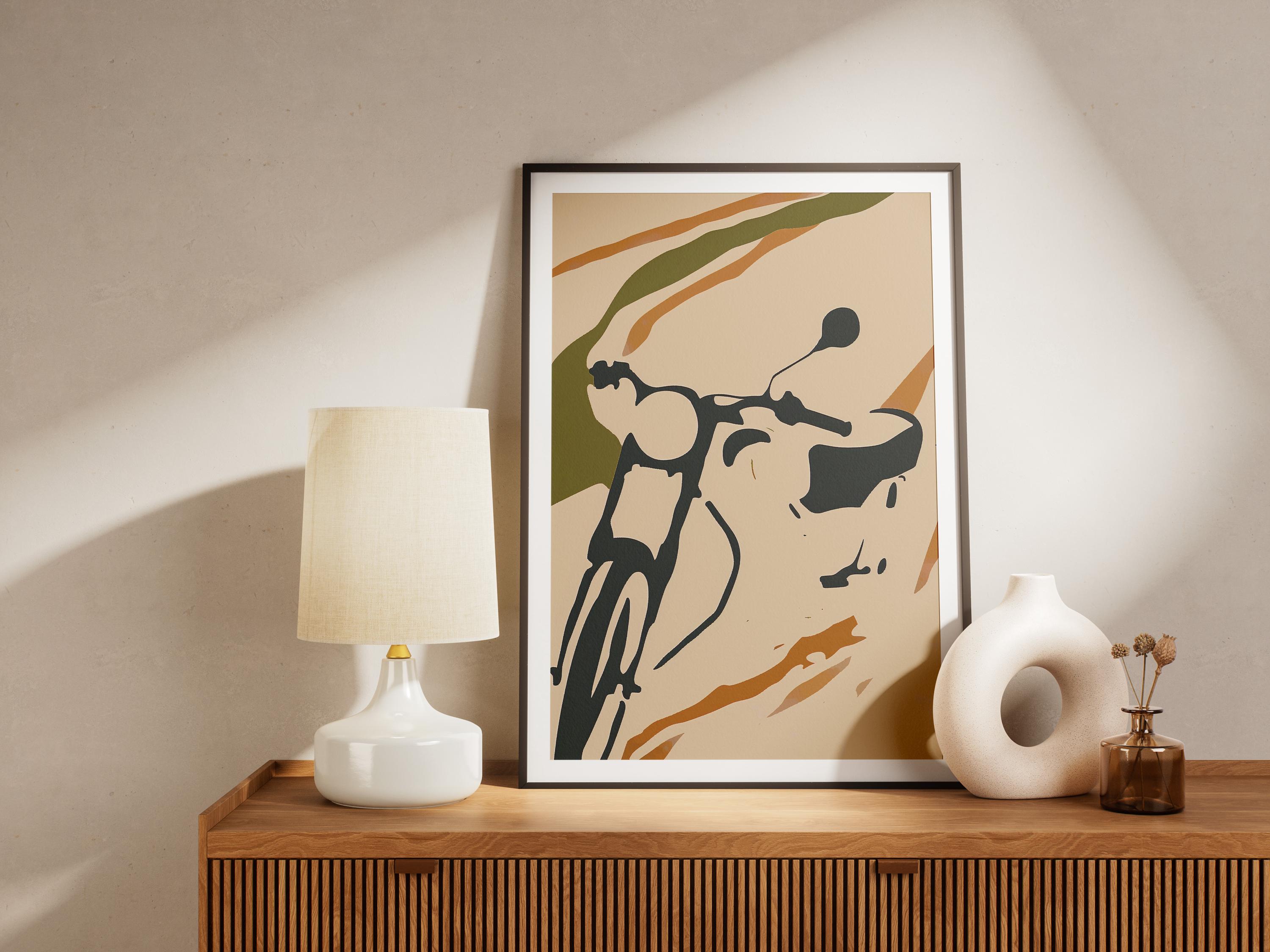 Minimalist Motorcycle Poster Mid Century Modern Art Abstract Motorcycle ...