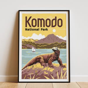 Komodo National Park Indonesia Art Print Vintage Travel Poster Mid ...