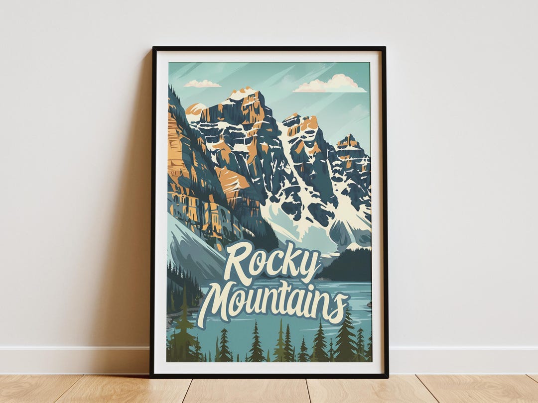 Canadian Rocky Mountains Poster Minimalist Art Print Vintage Travel ...