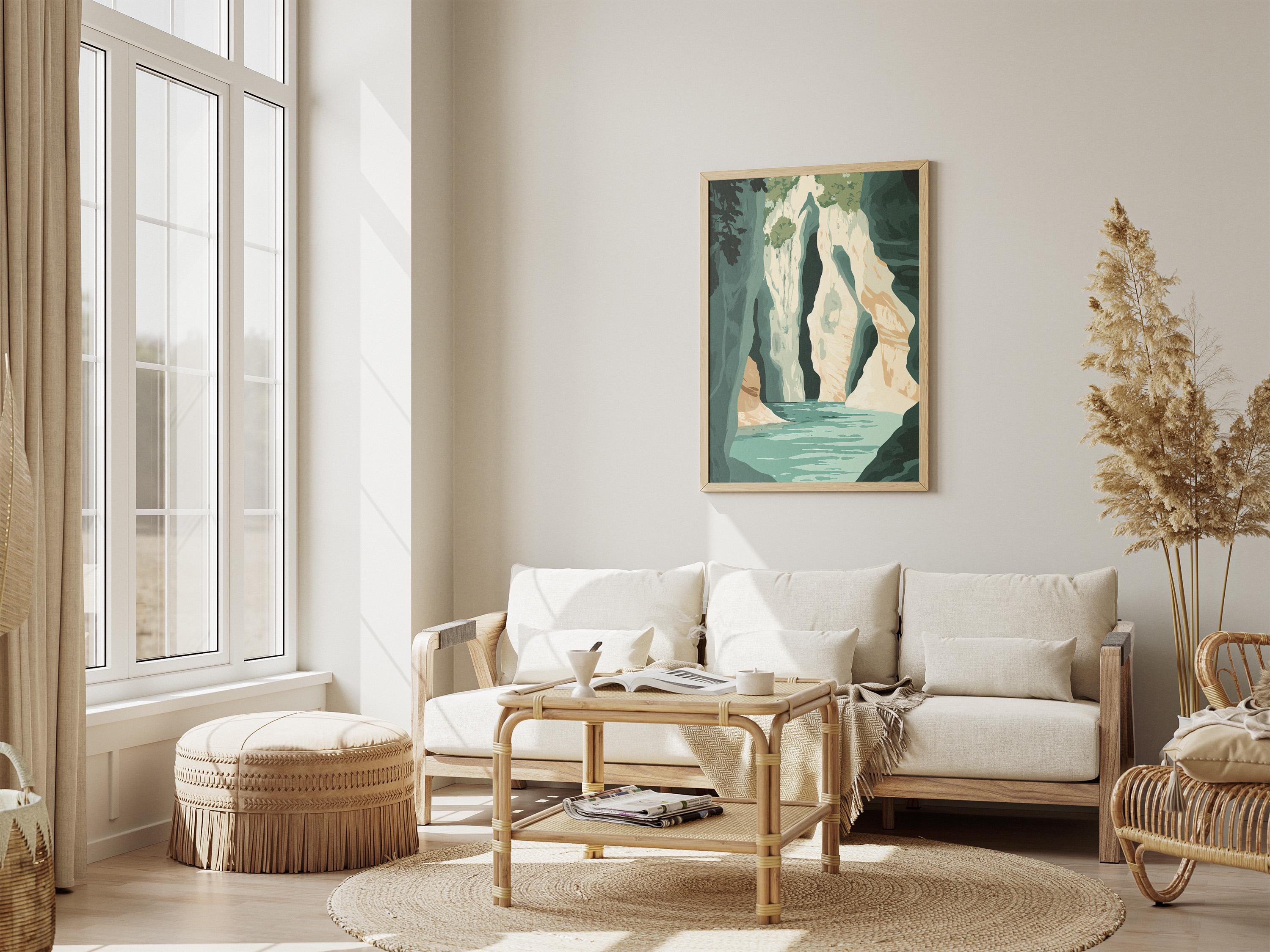 New Zealand Waitomo Caves Poster Illustrated Travel Print Cave Art ...