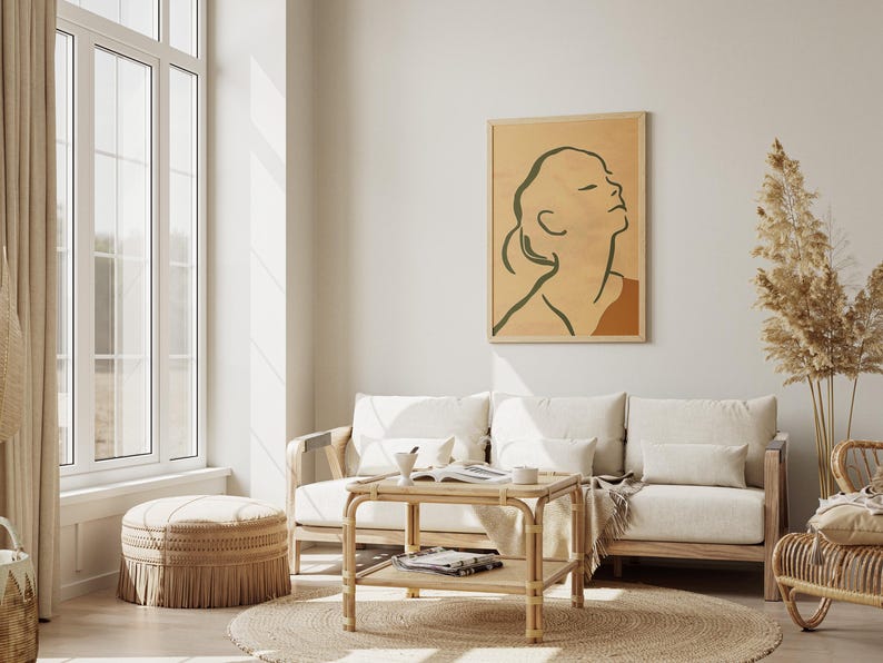 Minimalist Woman Line Art Print Abstract Line Drawing Wall Art Modern ...
