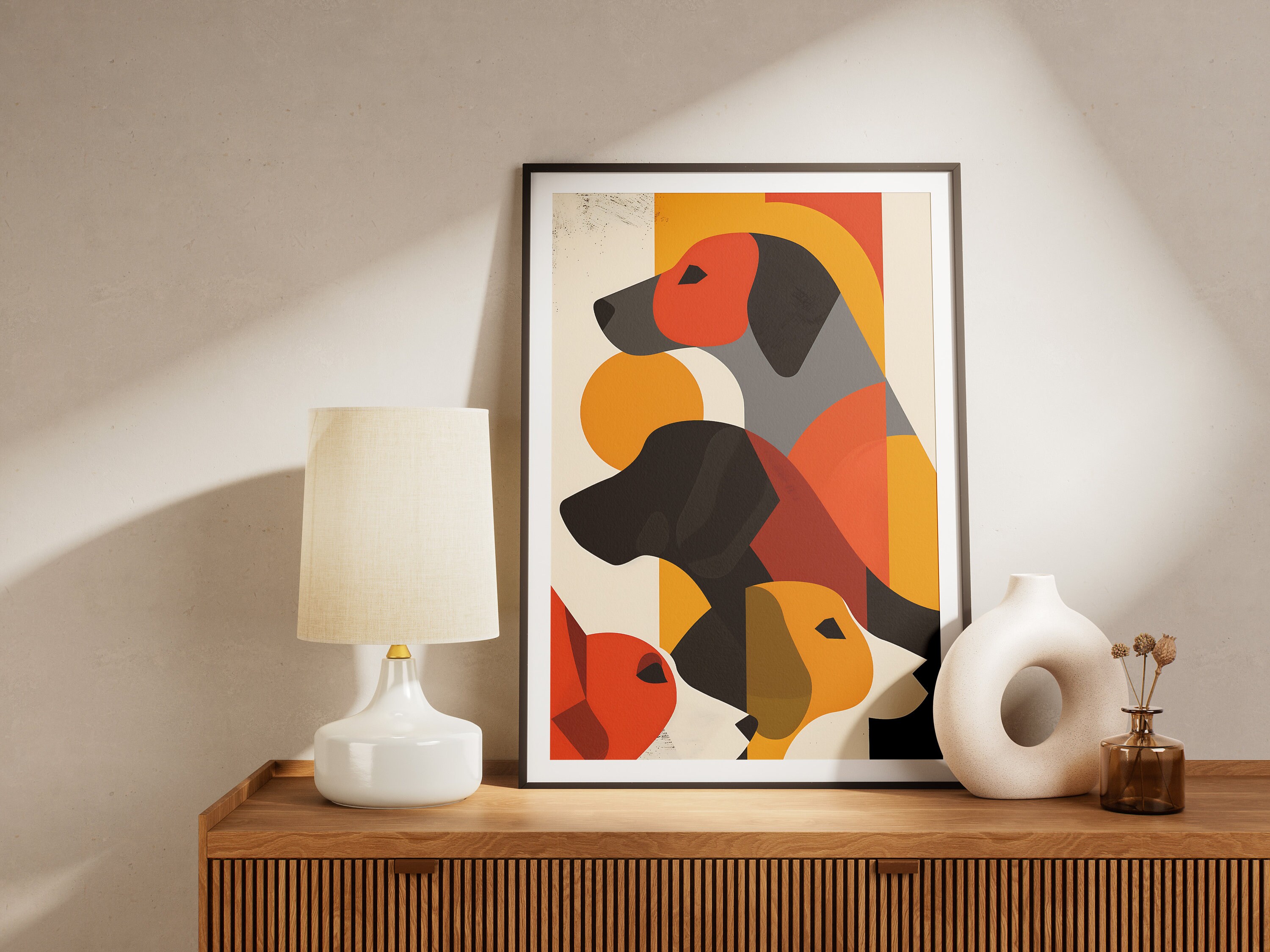 Minimalist Dog Poster Geometric Dog Art Print Abstract Animal Wall Art ...