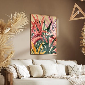 Tropical Leaf Poster Print Boho Wall Art Abstract Botanical ...