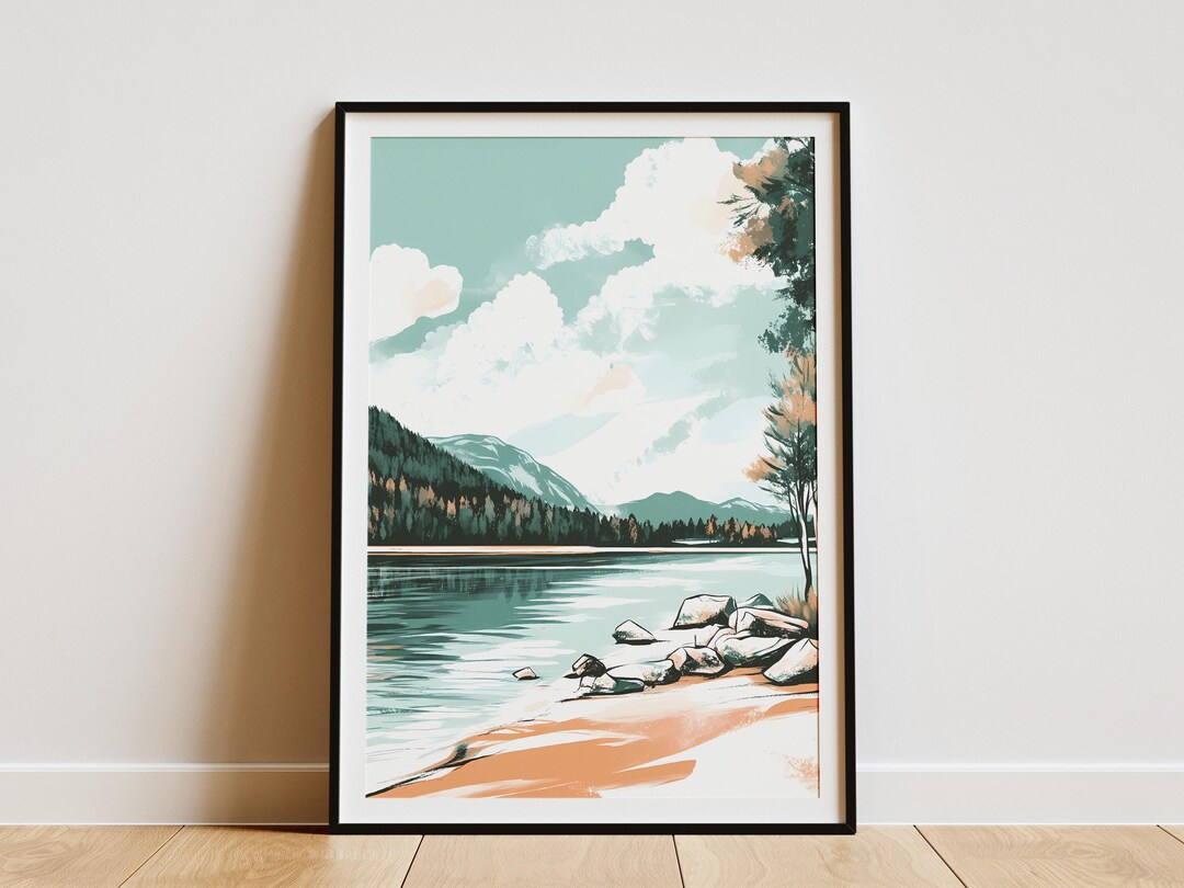 Lake Poster Peaceful Lake Poster Nature Art Print Landscape Wall Art ...