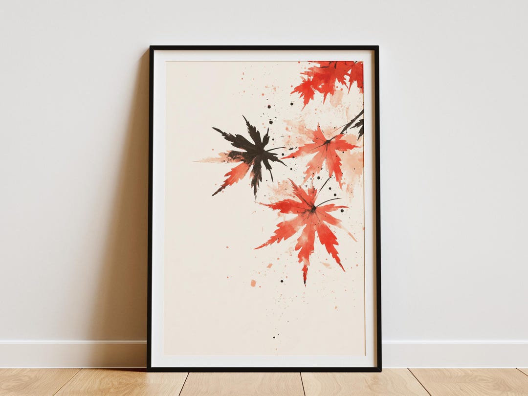 Minimalist Japanese Maple Leaf Art Print Simple Tree Poster Asian ...