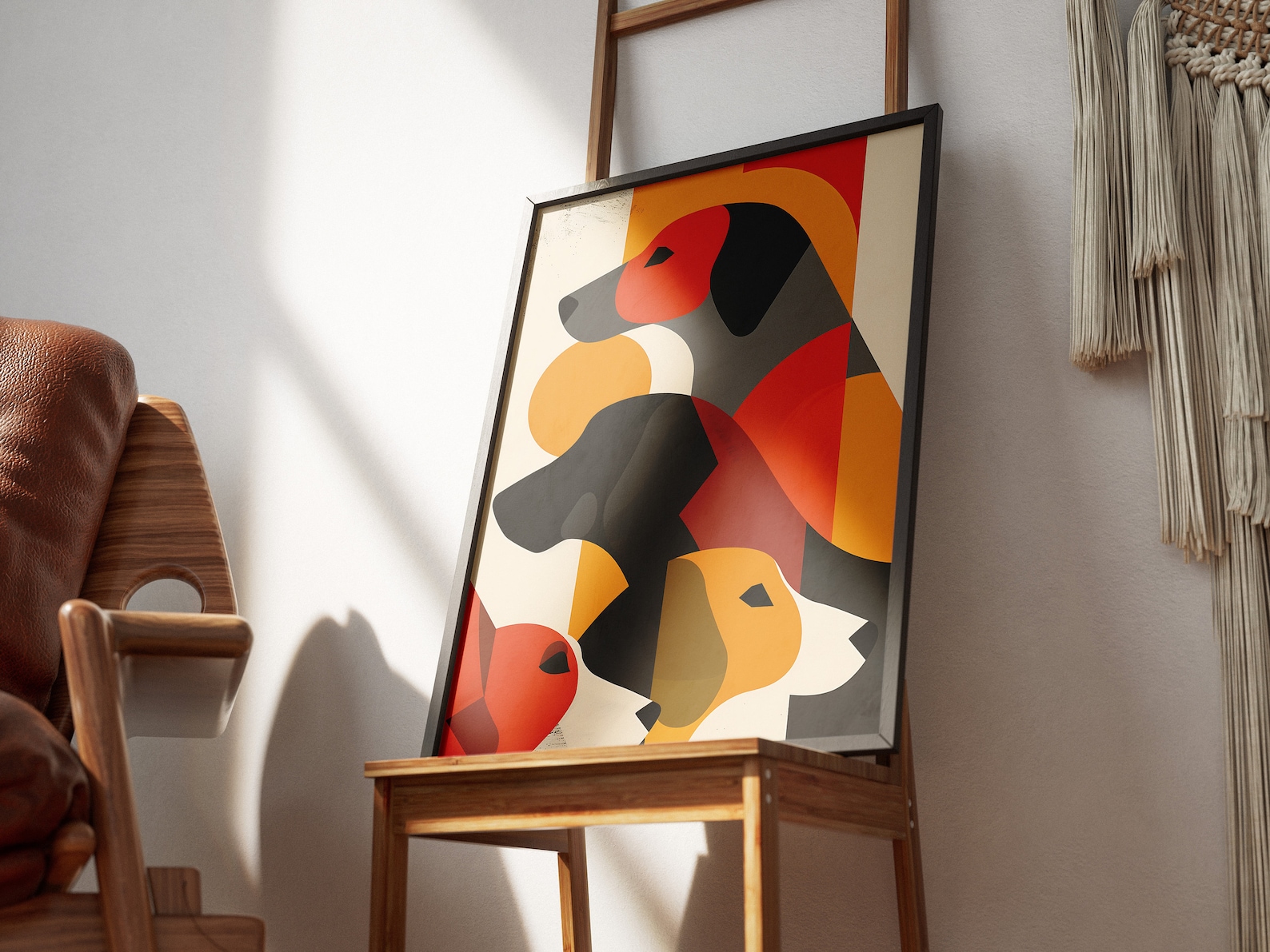 Minimalist Dog Poster Geometric Dog Art Print Abstract Animal Wall Art ...