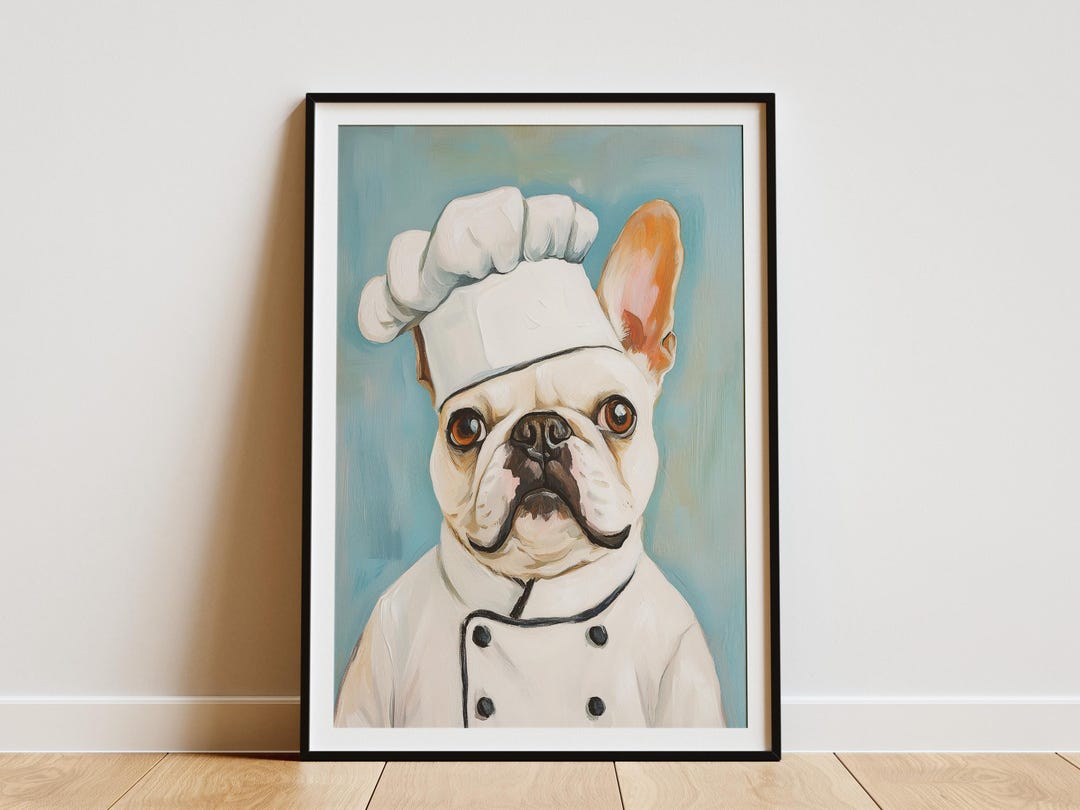 French Bulldog Chef Print Funny Dog Art Animal Portrait Kitchen Decor ...