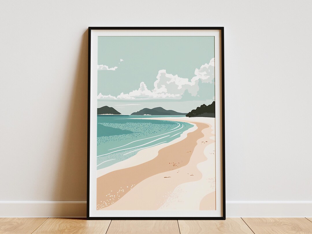 Whitehaven Beach Australia Poster Minimalist Beach Print Coastal Wall ...