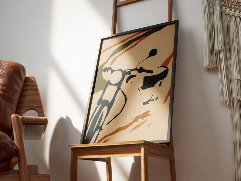Minimalist Motorcycle Poster Mid Century Modern Art Abstract Motorcycle ...