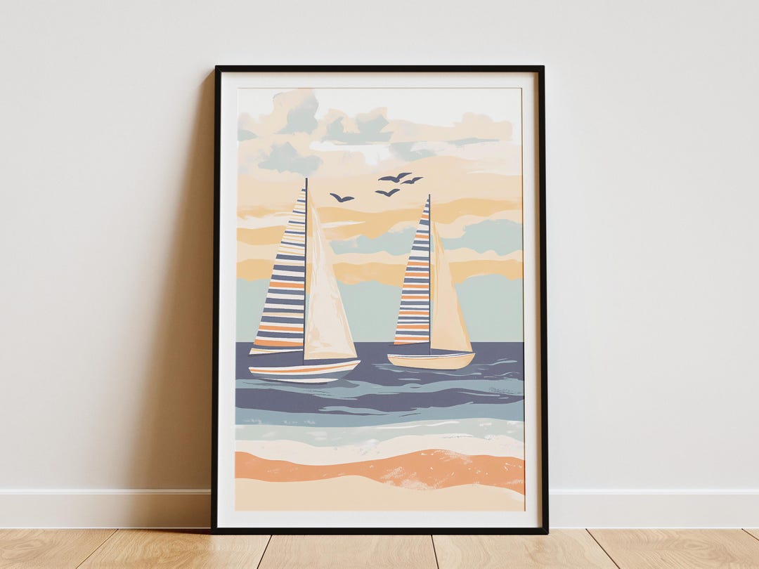 Sailboat Art Print Coastal Wall Decor Summer Beach Nautical Decor Ocean ...