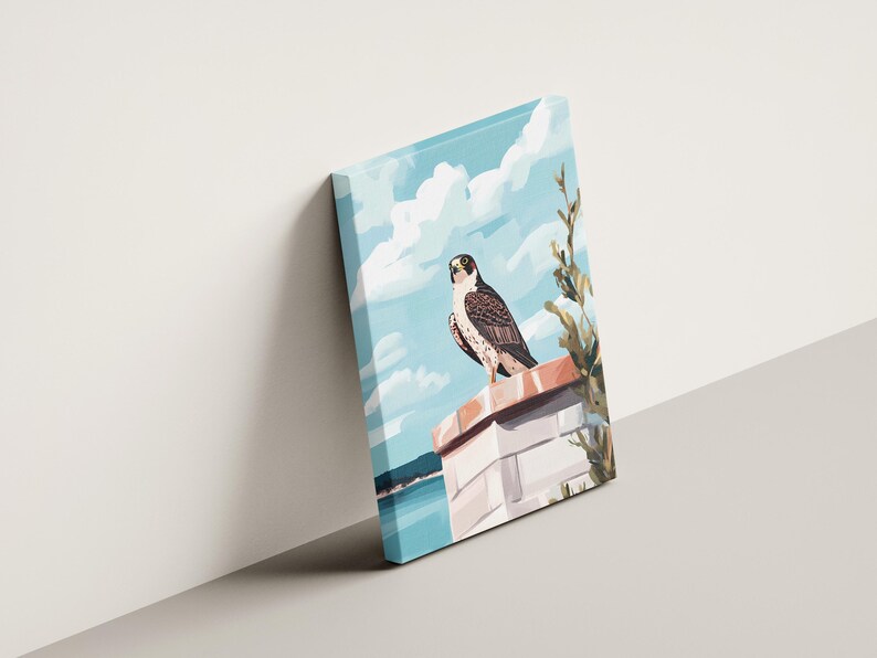 Peregrine Falcon Art Print Cliffside Perch Poster Bird of Prey ...
