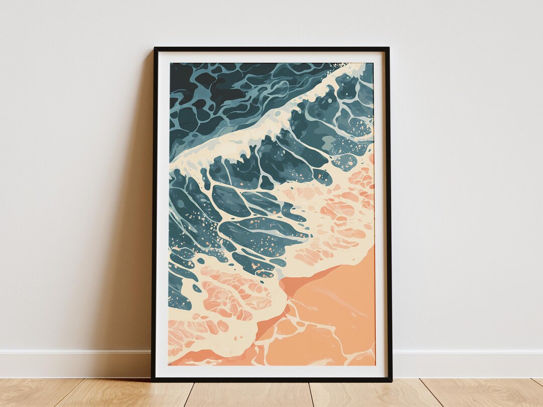 Ocean Wave Poster Abstract Beach Art Print Coastal Wall Decor Modern ...