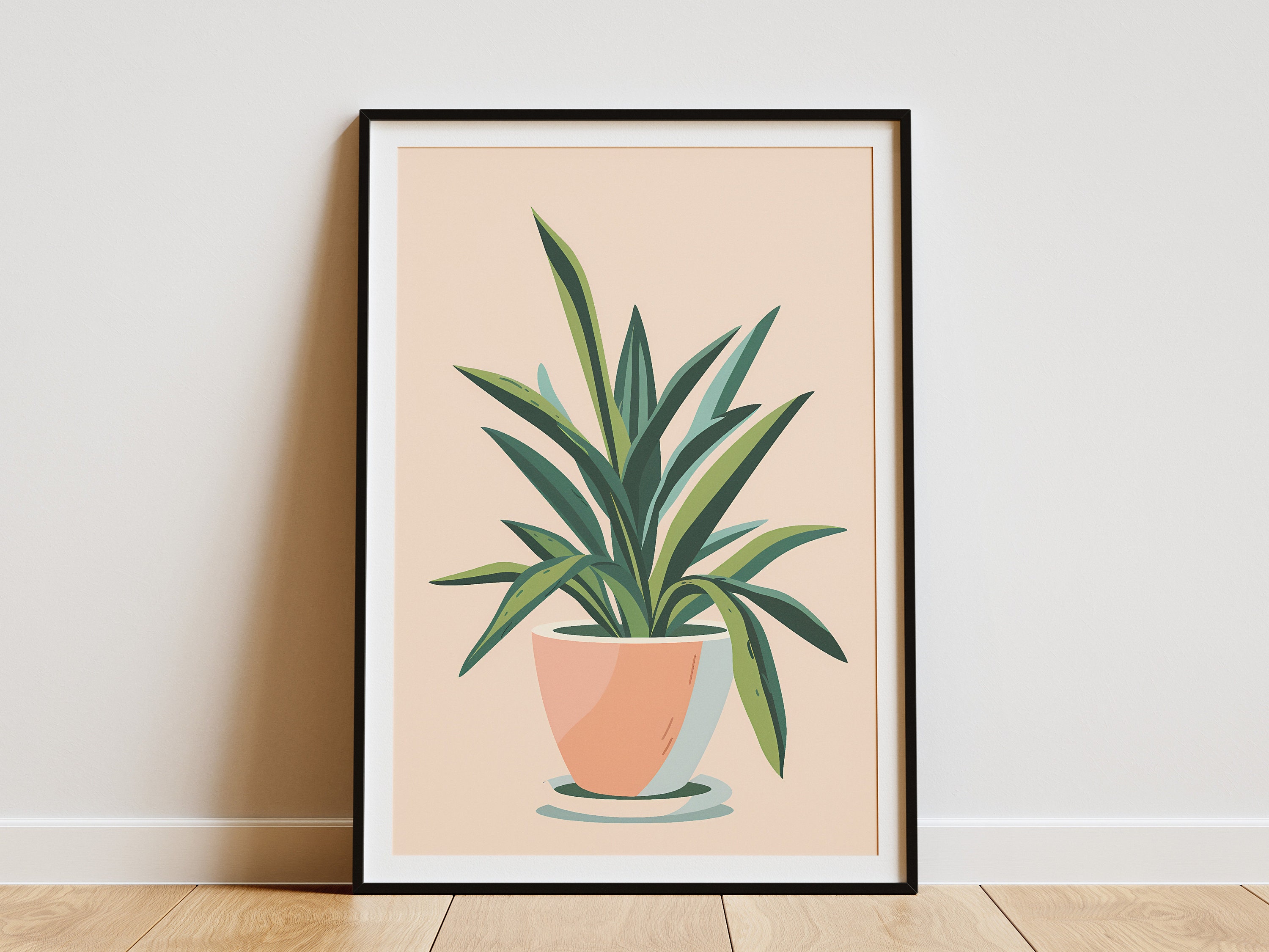 Minimalist Plant Poster Abstract Art Print Green Plant Illustration ...