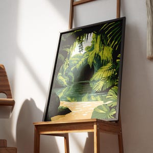 New Zealand Waitomo Caves Poster Lush Green Cave River Landscape ...