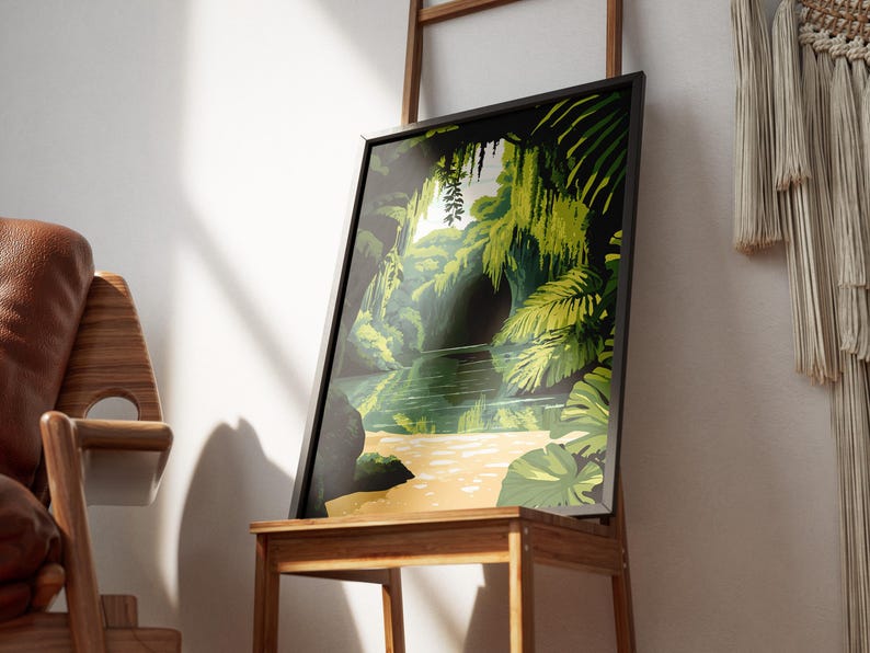 New Zealand Waitomo Caves Poster Lush Green Cave River Landscape ...