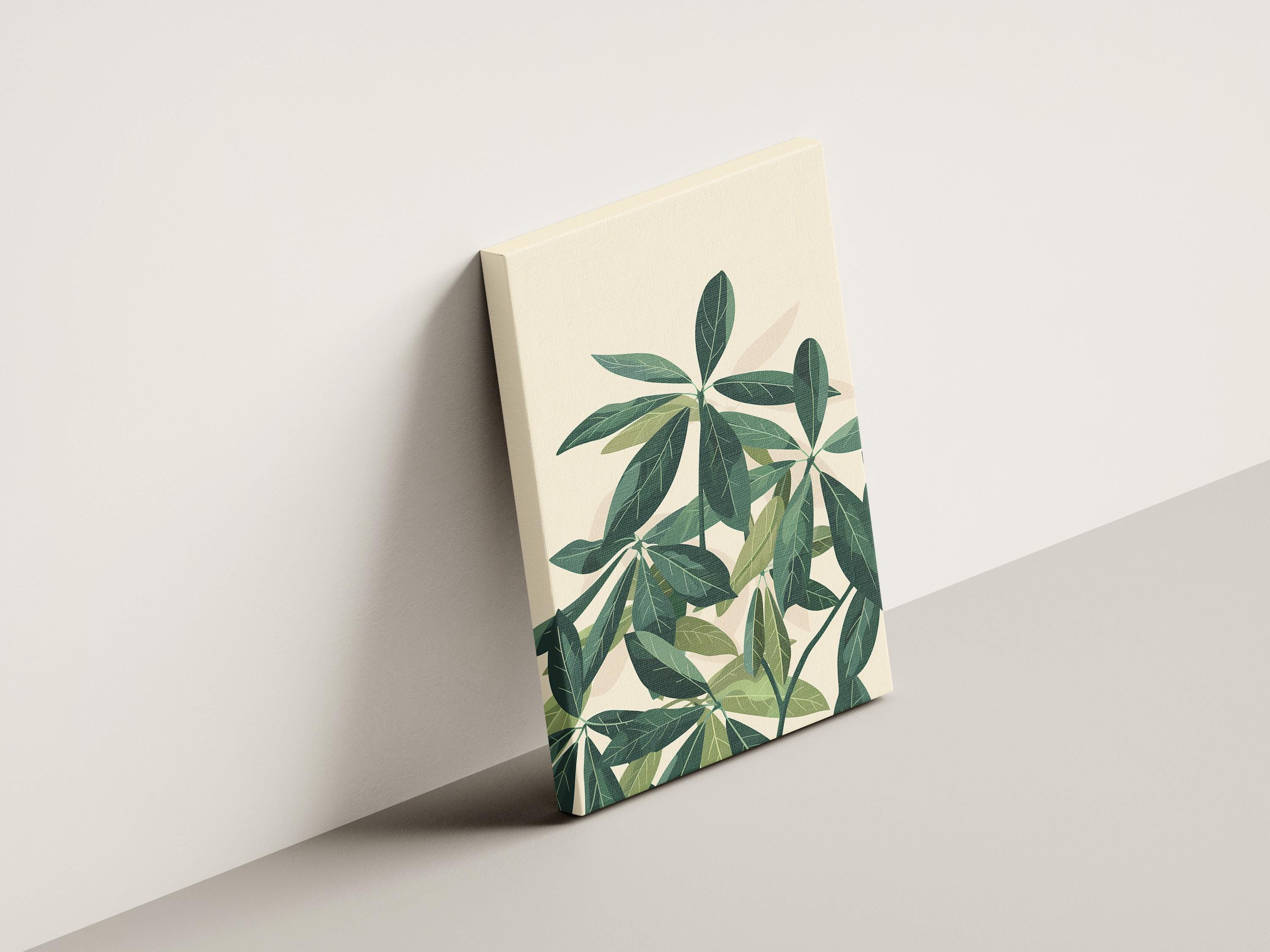 Minimalist Green Leaf Poster Modern Boho Art Print Botanical Home Decor ...