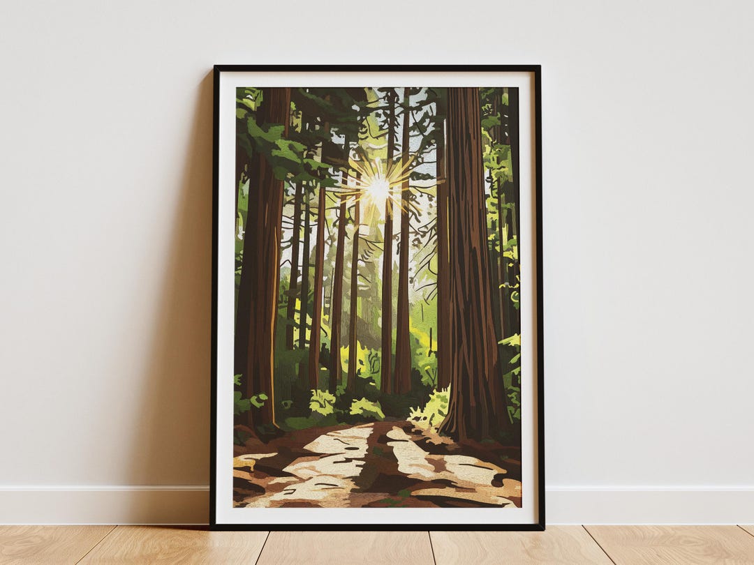 California Redwood Forest Poster Print Redwood National Park Art ...
