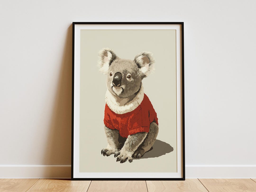 Cute Koala Christmas Sweater Art Print Festive Winter Holiday Animal ...