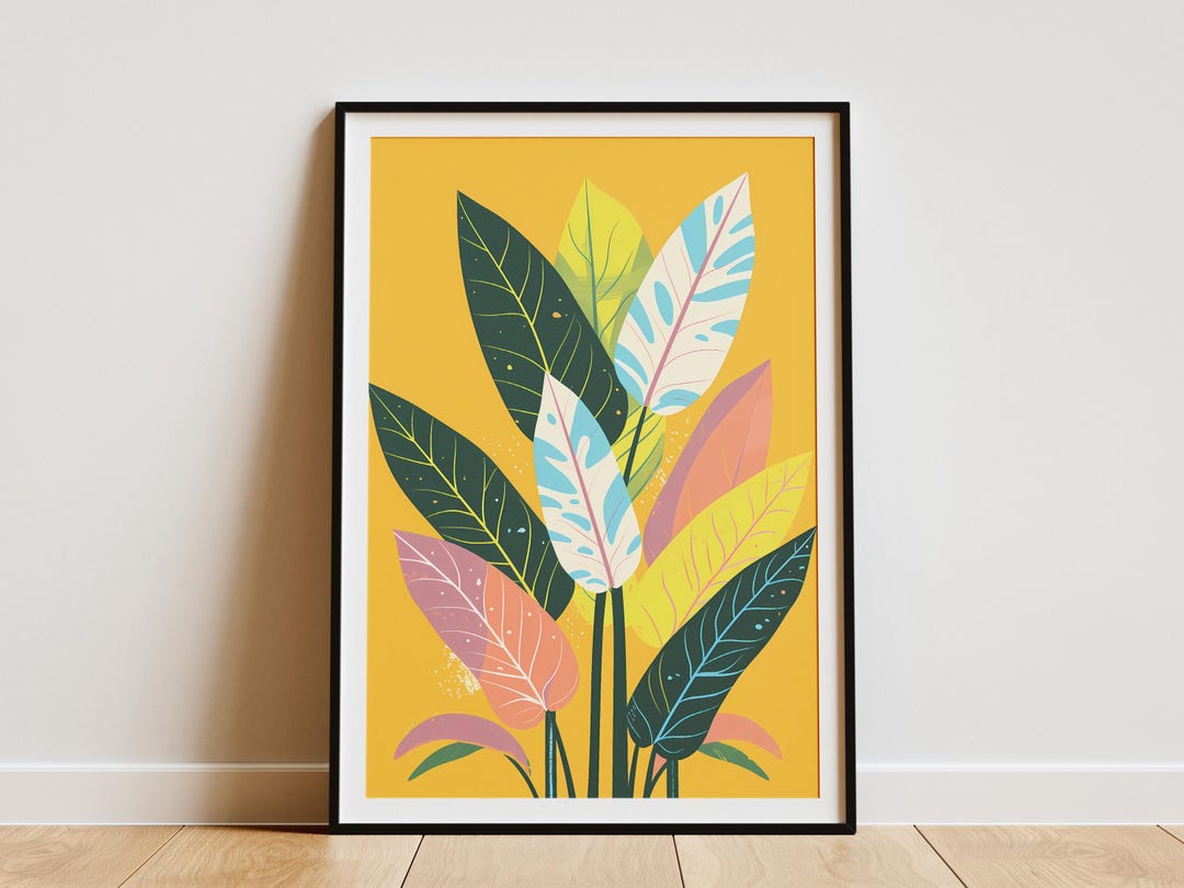 Tropical Plant Leaves Poster Botanical Art Print Minimalist Boho Wall ...