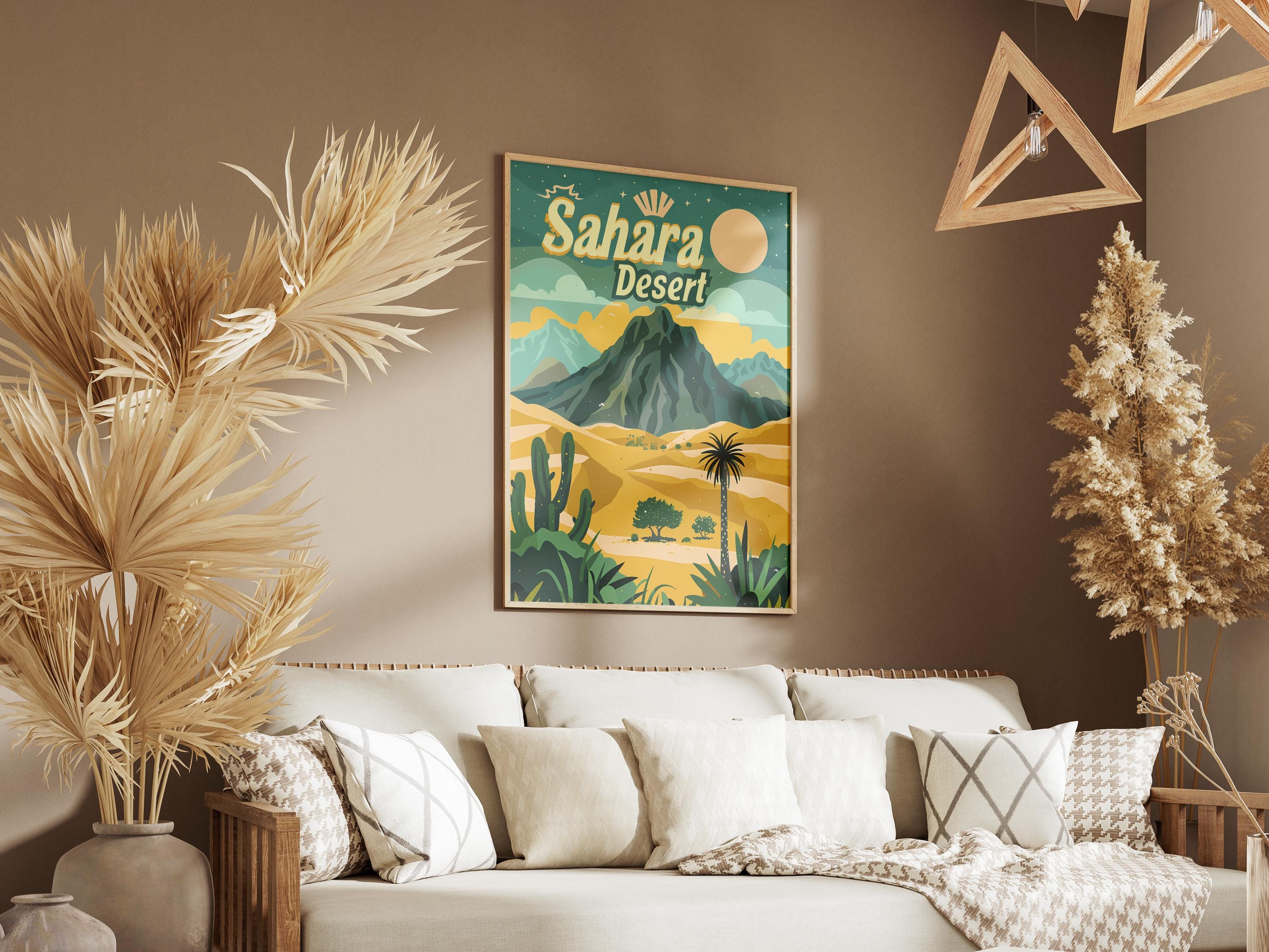Sahara Desert Poster Minimalist Art Print Mid Century Modern Travel ...