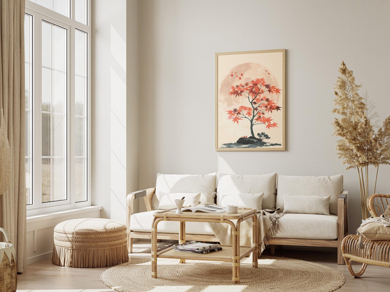 Japanese Maple Tree Poster Minimalist Art Print Autumn Leaf Wall Decor ...