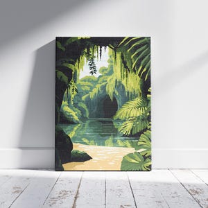 New Zealand Waitomo Caves Poster Lush Green Cave River Landscape ...