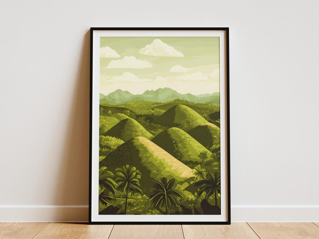 Chocolate Hills Philippines Poster Bohol Island Landscape Print Travel ...