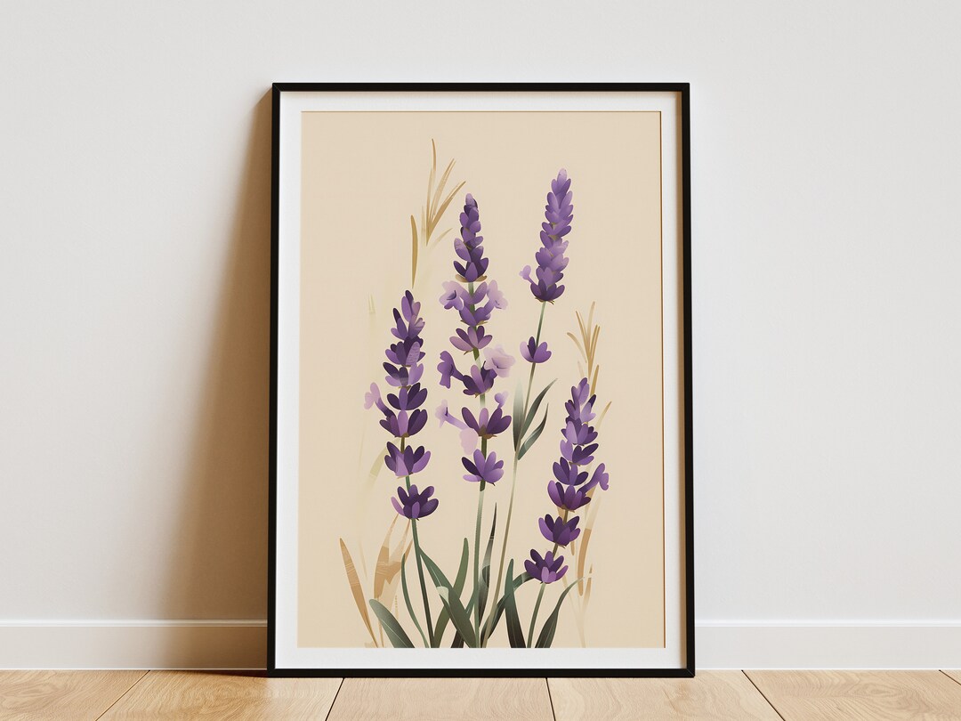 Minimalist Lavender Poster Print Botanical Art Purple Flower Wall Decor ...