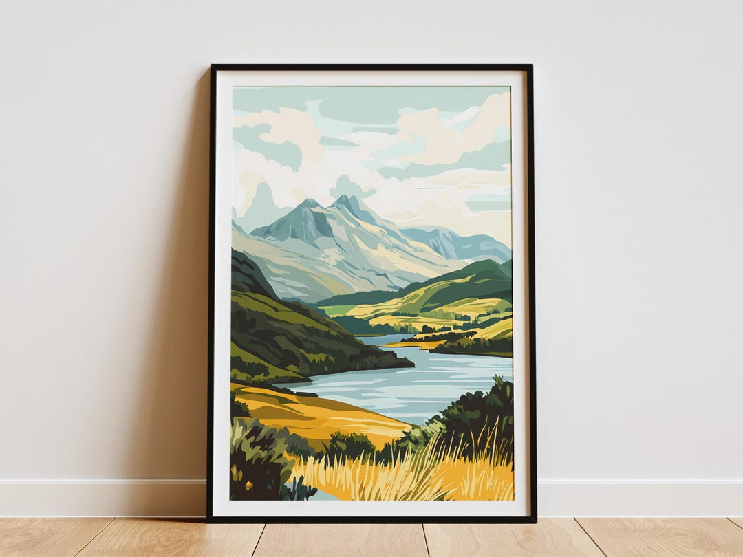 Snowdonia National Park Wales Landscape Poster Modern Flat Illustration ...