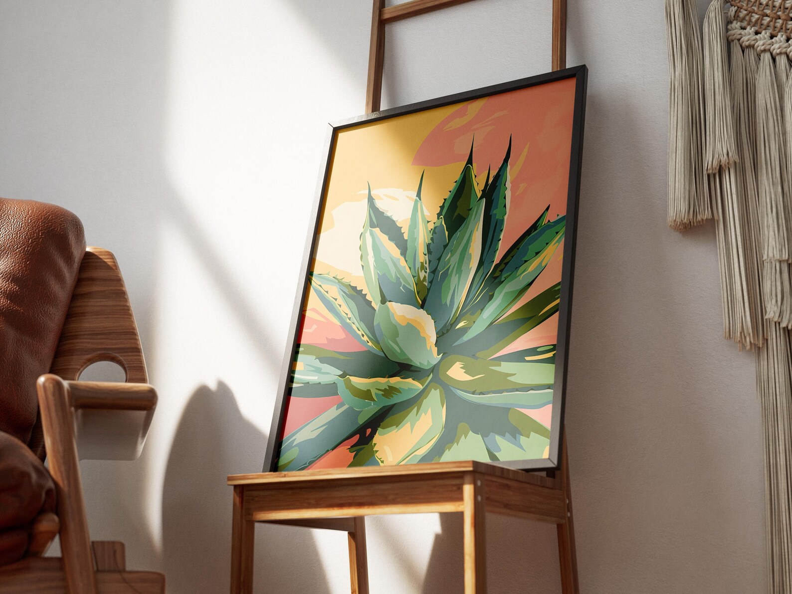 Agave Plant Illustration Minimalist Poster Botanical Art Print Modern ...