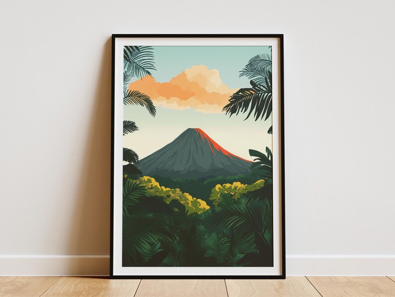 Costa Rica Arenal Volcano National Park Poster Print Tropical Landscape ...