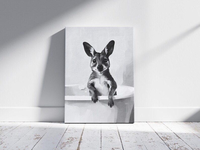 Kangaroo in Bathtub Poster Funny Animal Print Bathroom Wall Art ...