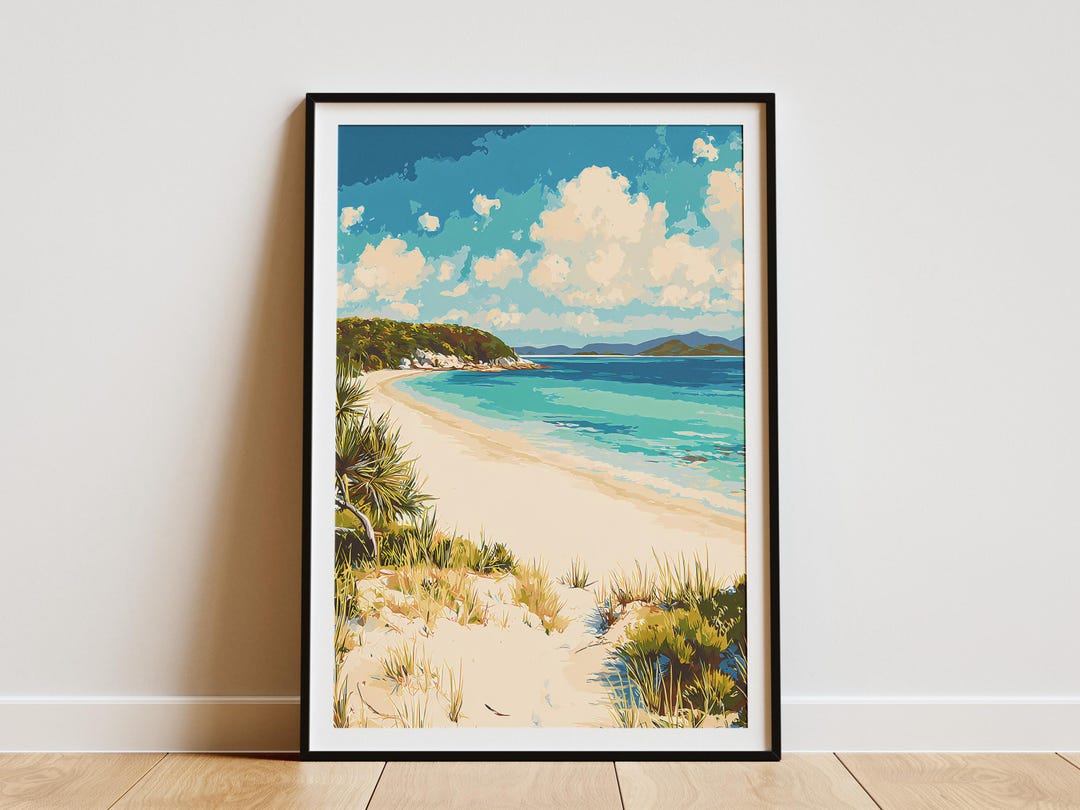Whitehaven Beach Australia Travel Poster Print Whitsunday Islands ...