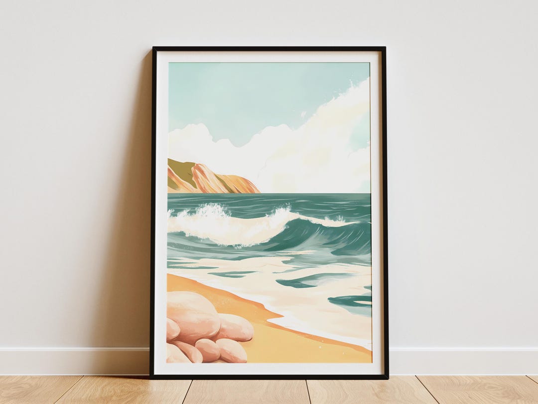 Beach Wave Poster Ocean Wall Art Coastal Print Summer Decor Modern ...