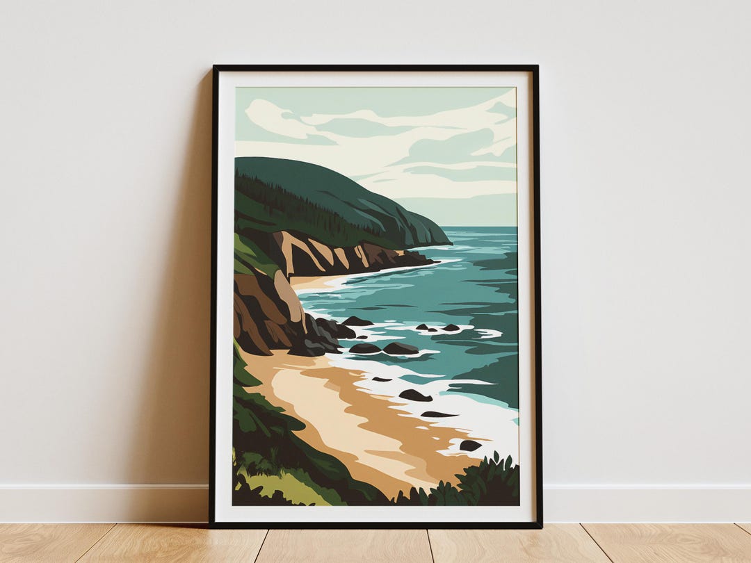 Cabot Trail Canada Coastal Landscape Illustration Print Canadian Nature ...