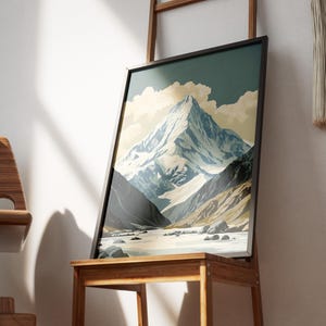 K2 Mountain Pakistan Flat Illustration Vintage Travel Poster Minimalist ...