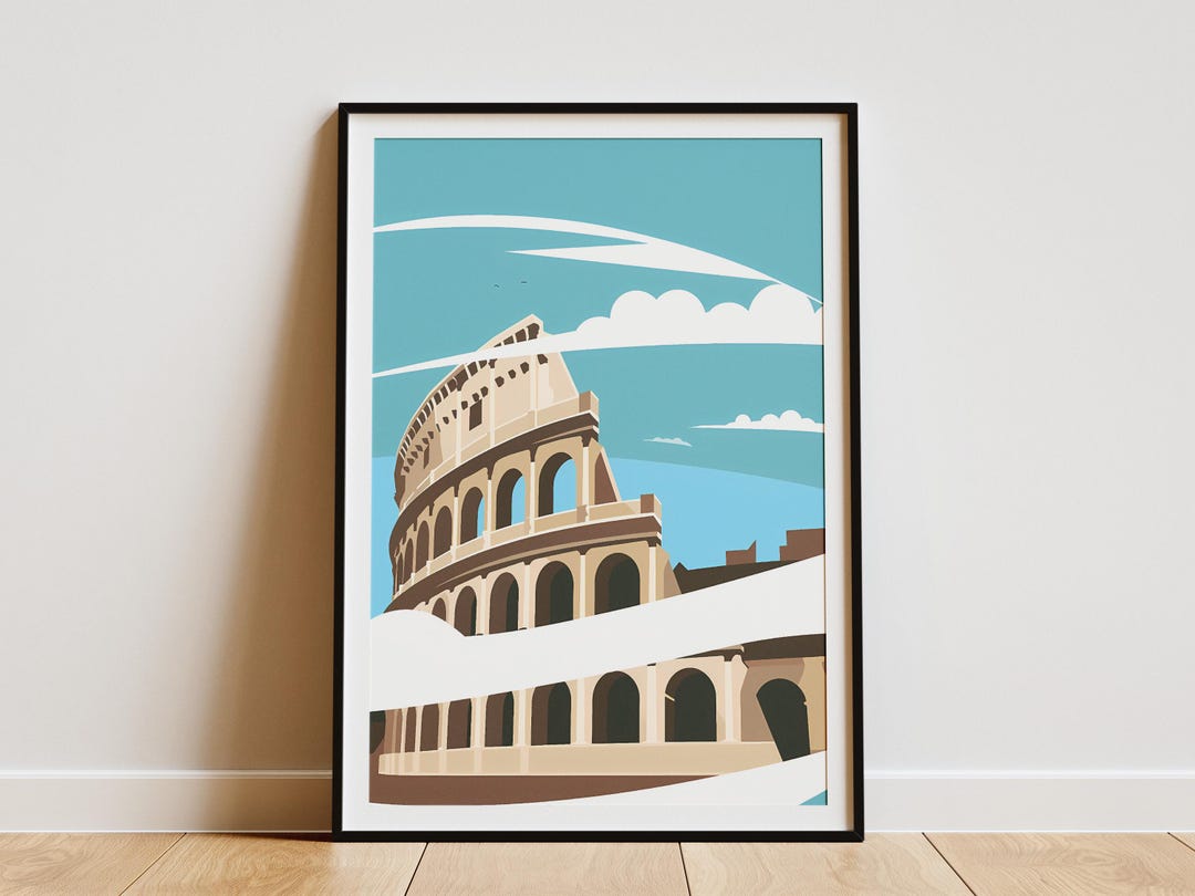 Minimalist Colosseum Print Rome Italy Illustration Modern Architecture ...