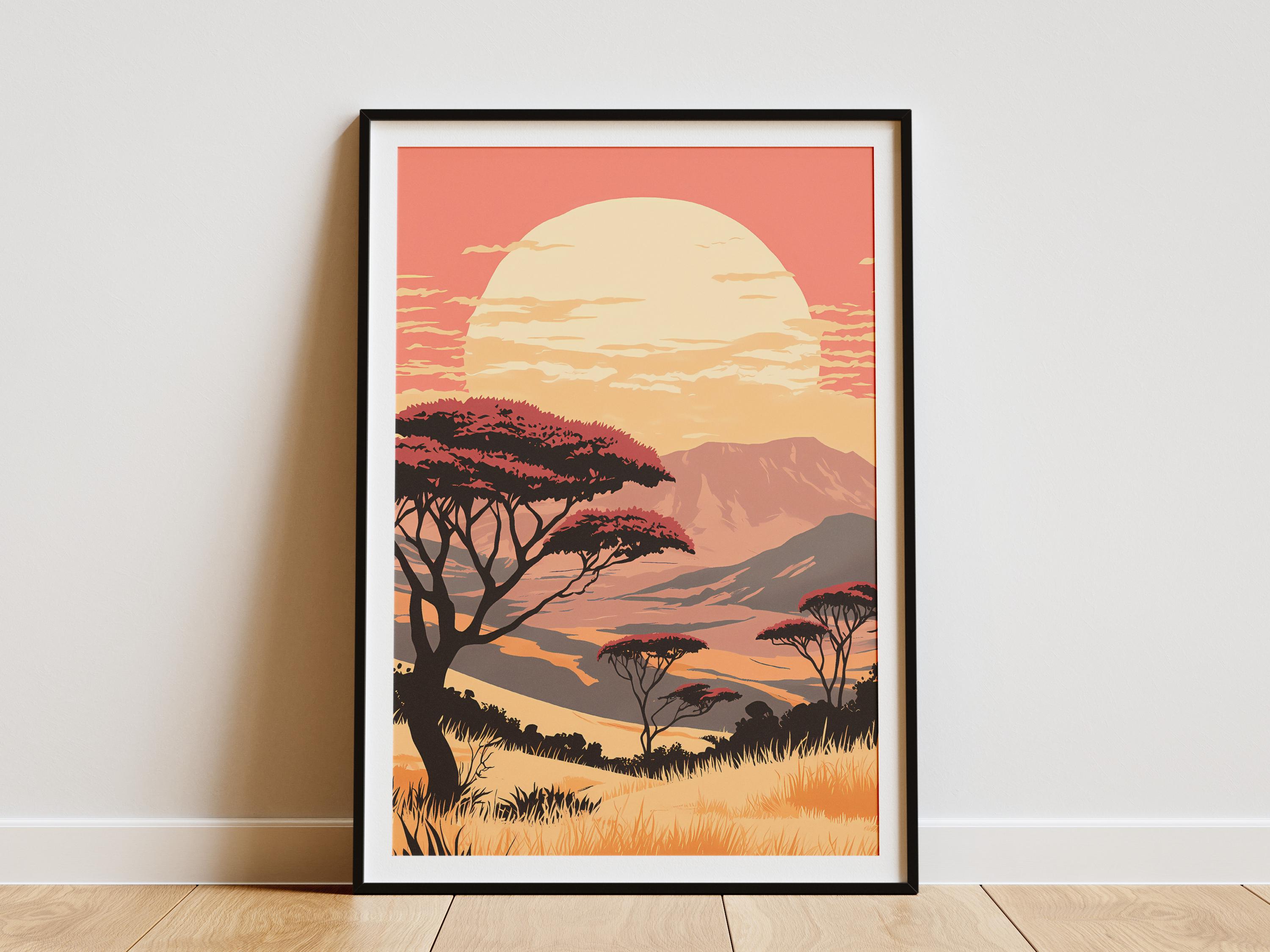Kenya Great Rift Valley Sunset Landscape Poster Print African Safari ...