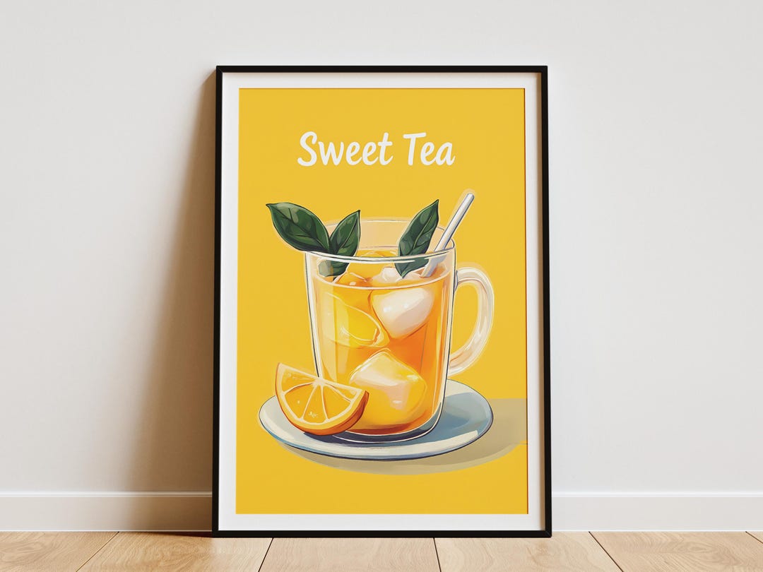 Sweet Tea Drink Poster Orange Tea Illustration Summer Beverage Print ...
