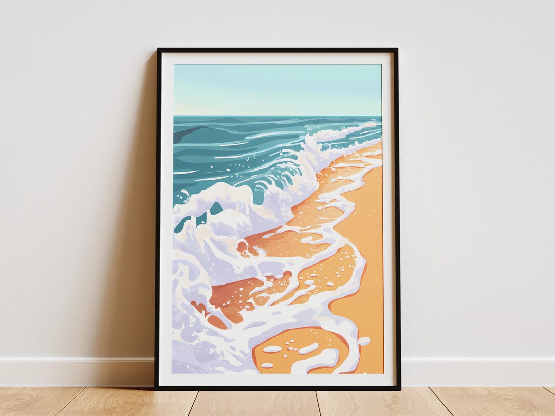 Beach Wave Poster Ocean Foam Print Coastal Wall Art Summer Decor Modern Minimalist Abstract Sea ...