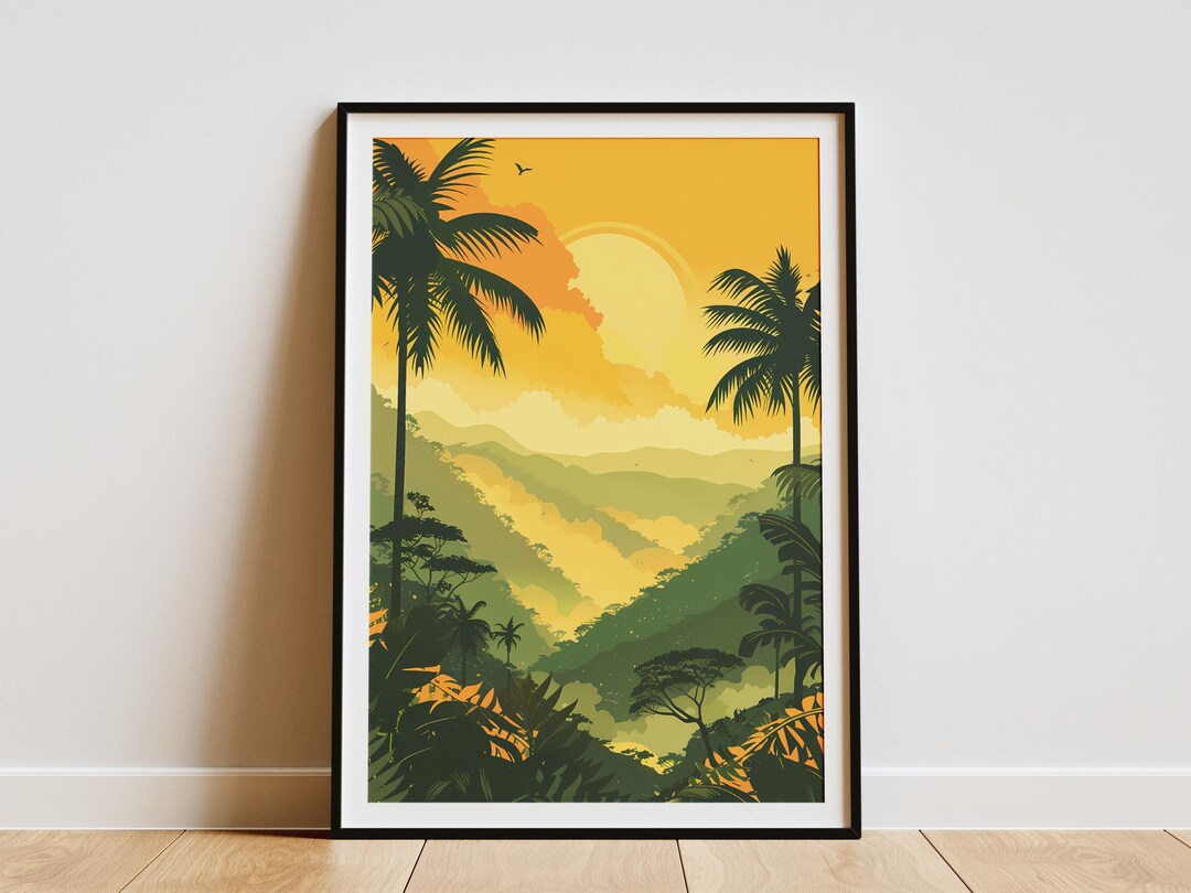 Tropical Rainforest Poster Modern Art Print Green Jungle Wall Decor ...