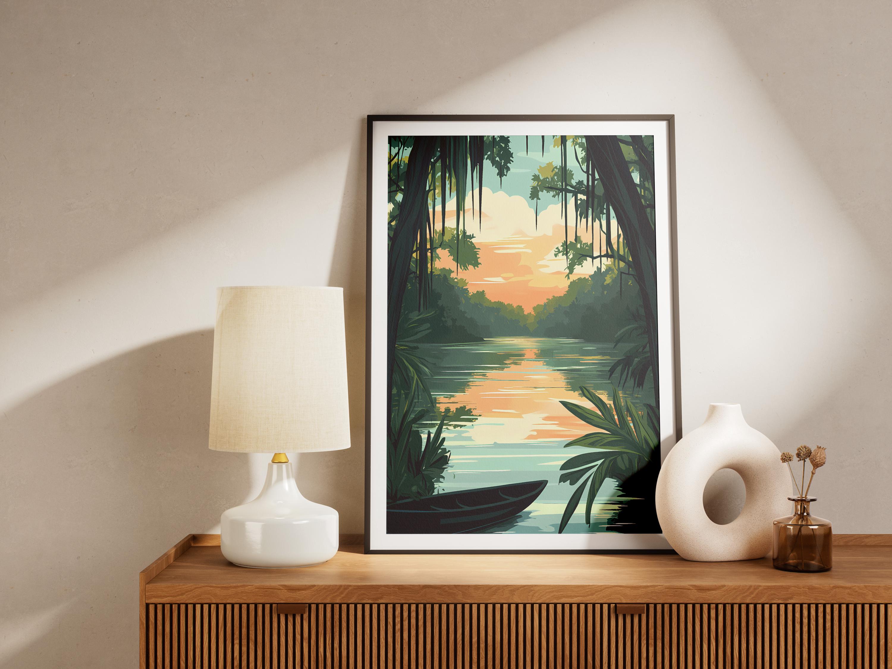 Bayou Bartholomew Sunset Landscape Poster Louisiana Swamp Art Print ...