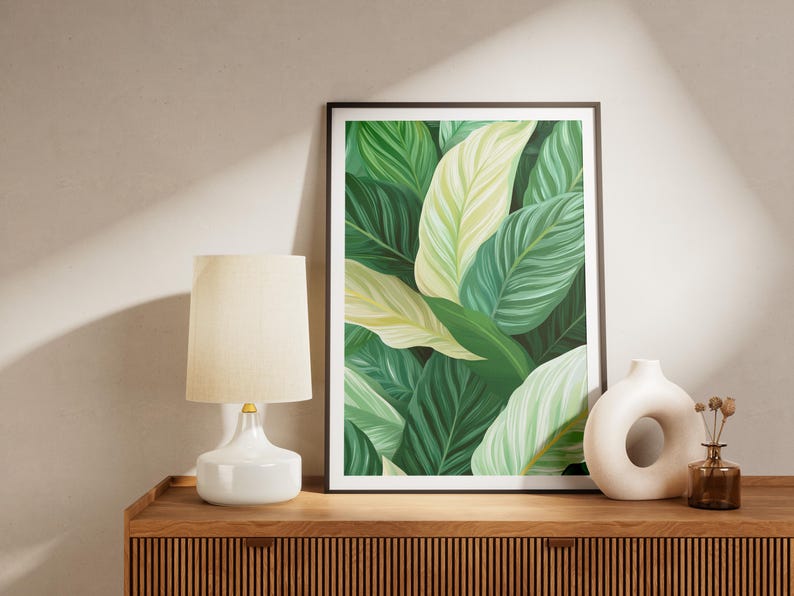 Calathea Leaf Art Print Tropical Wall Decor Botanical Poster Plant ...