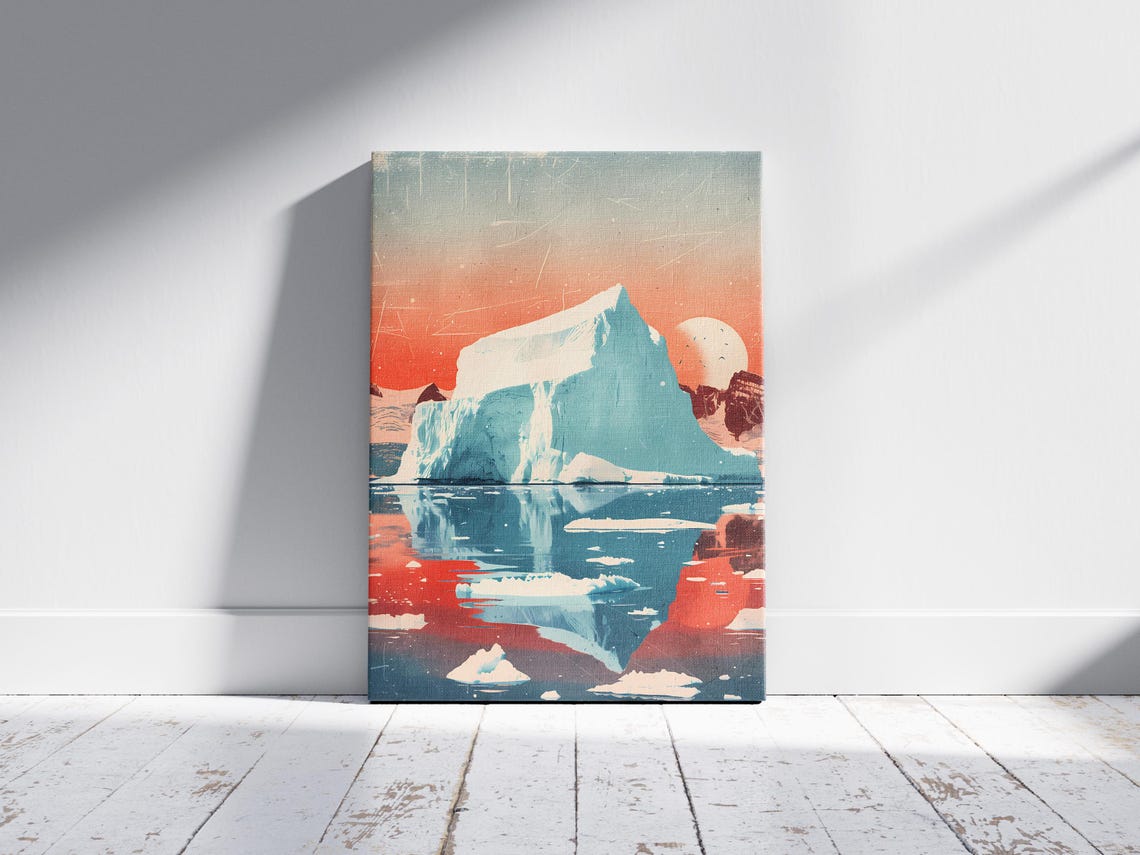 Minimalist Iceberg Poster Abstract Landscape Art Print Mid Century ...