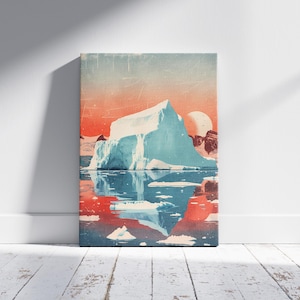 Minimalist Iceberg Poster Abstract Landscape Art Print Mid Century ...