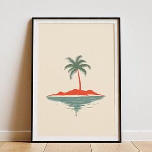 Tropical Island Palm Tree Minimalist Art Print Beach Wall Decor Summer ...