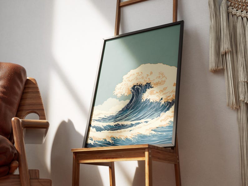 Japanese Ukiyoe Style Ocean Wave Art Print Iconic Great Wave Inspired ...
