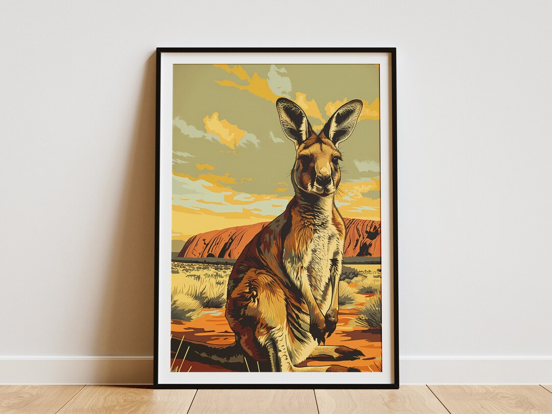 Australian Outback Kangaroo Poster Animal Art Print Wildlife Poster ...